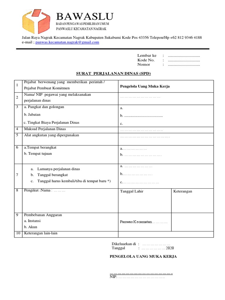 Visum - Depan (Surat Perjalanan DINAS) | PDF