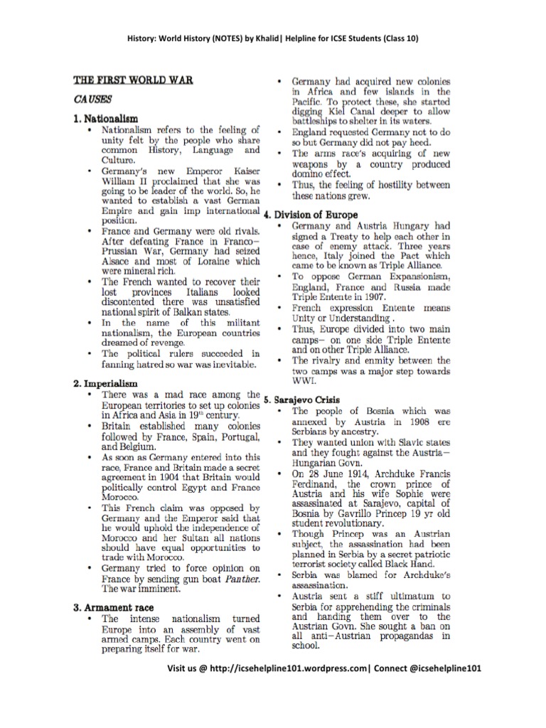 History-World-History-NOTES-icse Class 10 Fried Foebkbkdjc | PDF