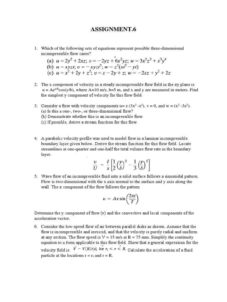 Fluid Mechanics Assignment-6 | PDF Fluid Mechanics Assignment-6 | PDF