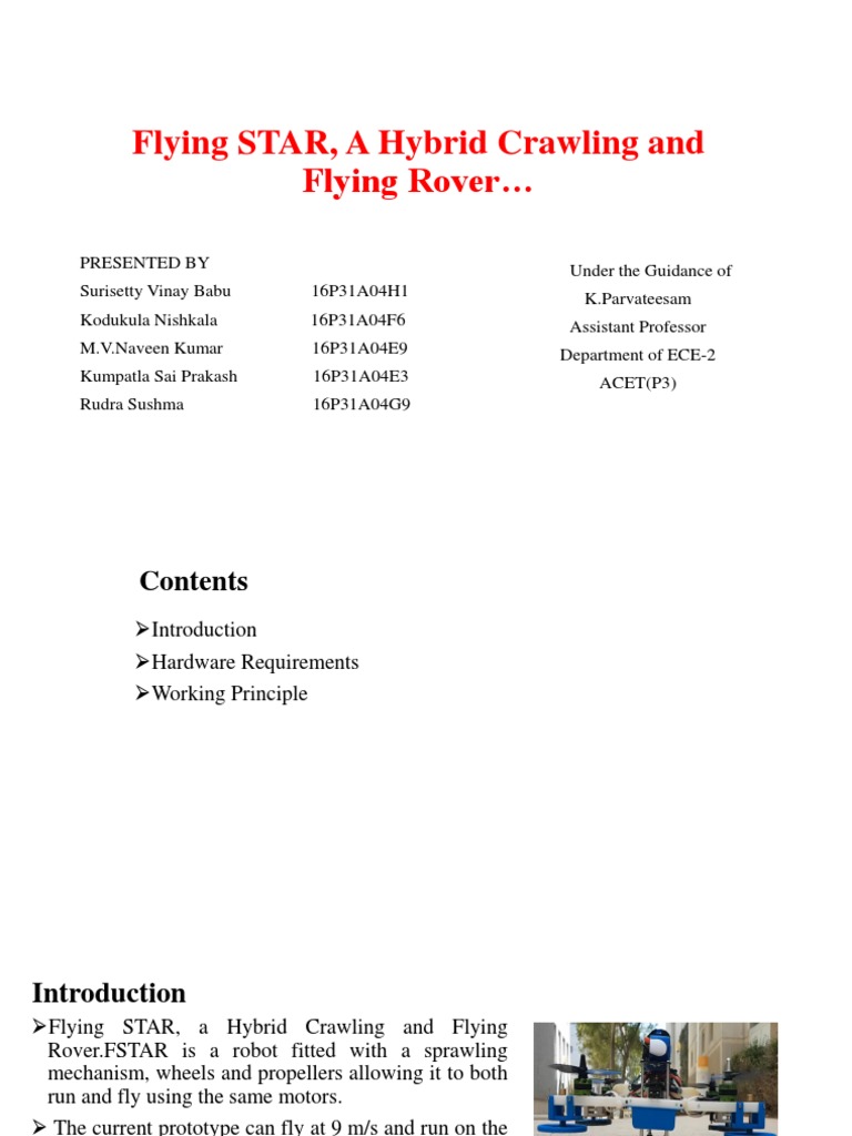 Design and Working Principle of a Hybrid Crawling and Flying Rover | PDF