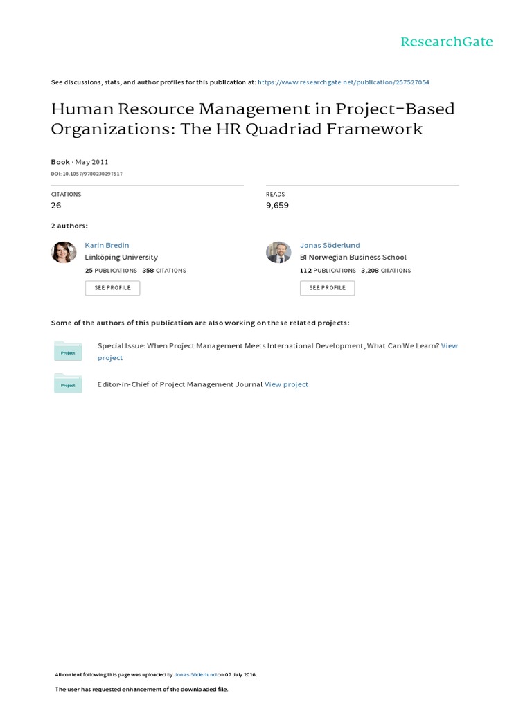 Human Resource Management in Project-Based Organiz | PDF