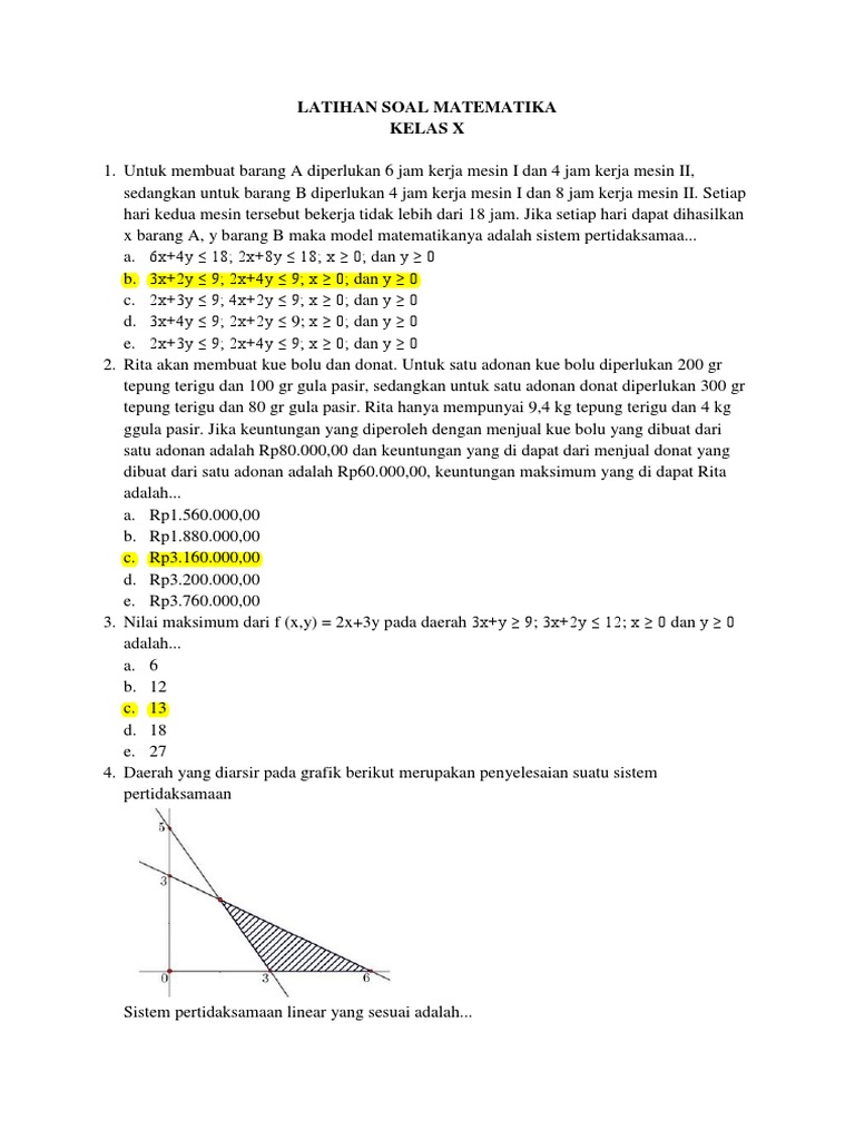Latihan Soal Matematika Kelas X | PDF