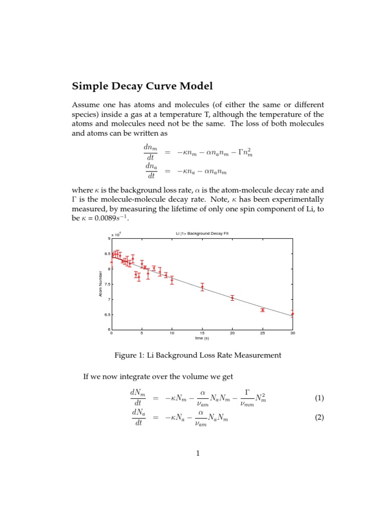 Simple Decay Curve Model: dn dt − αn n − Γn dn dt − αn n | PDF ...
