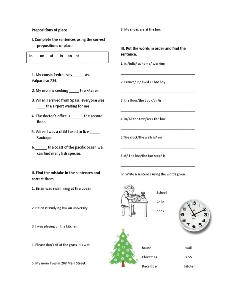 10.25.10 8th Grade Preposition of Place | PDF