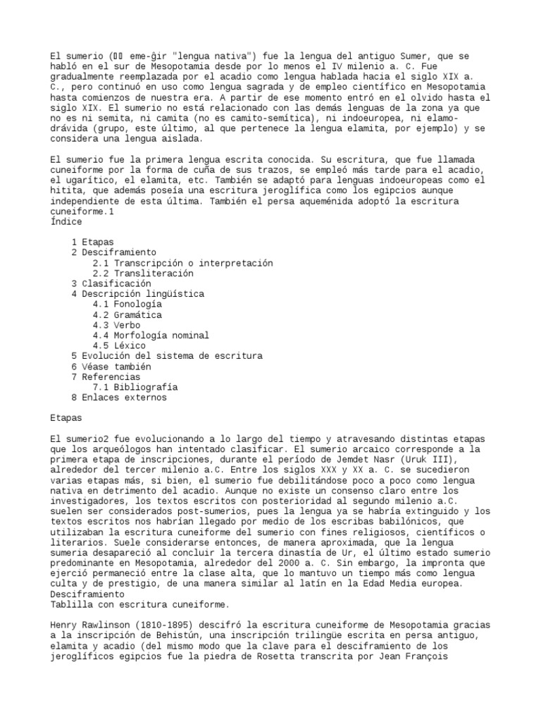 Historia Del Idioma Sumerio | PDF