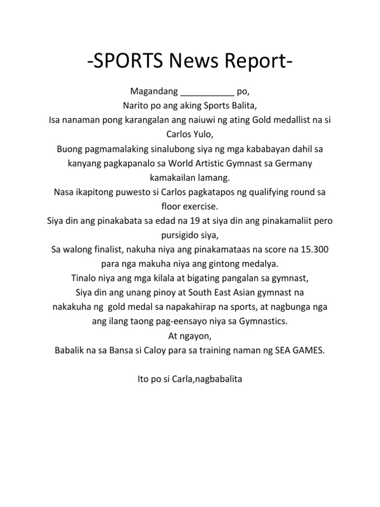 SPORTS News Report | PDF