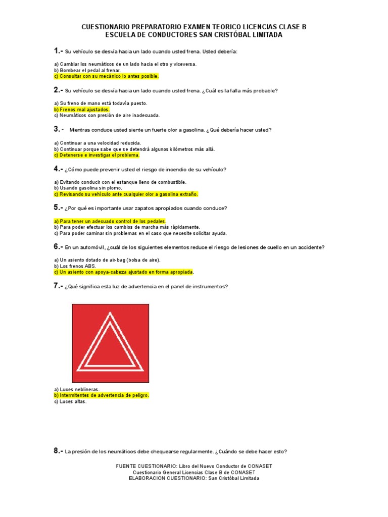 Nuevo Cuestionario Base Clase B | PDF