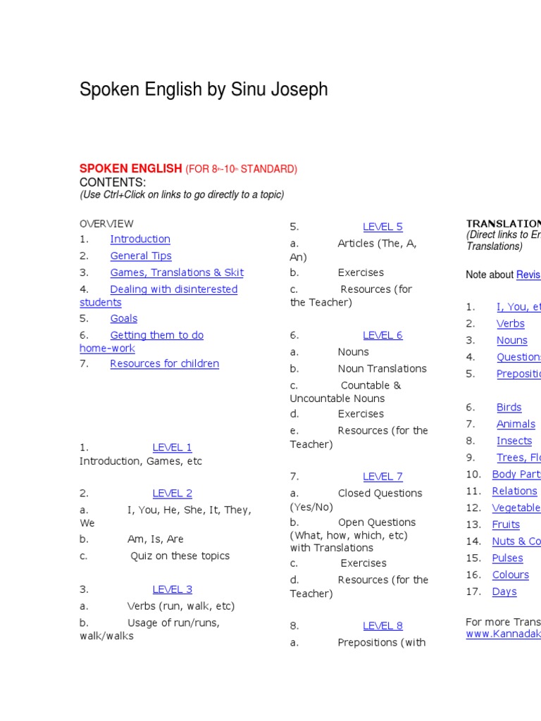 Spoken English by Sinu Joseph | PDF