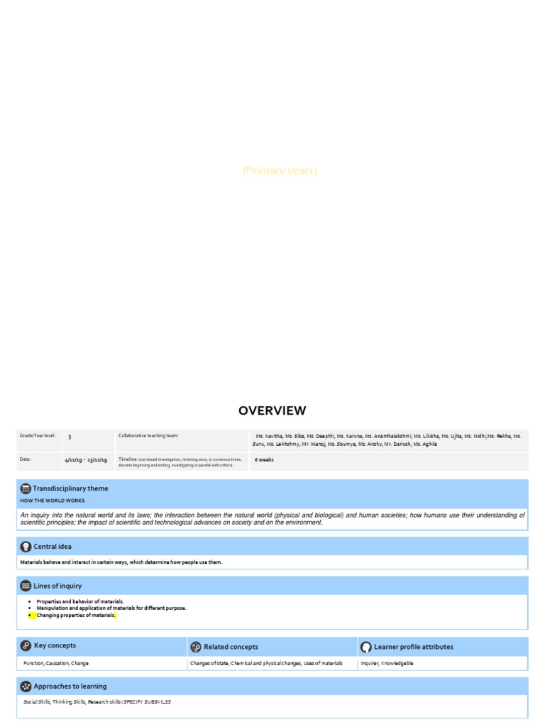 Unit 4 Planner - Grade 3 | PDF | Art