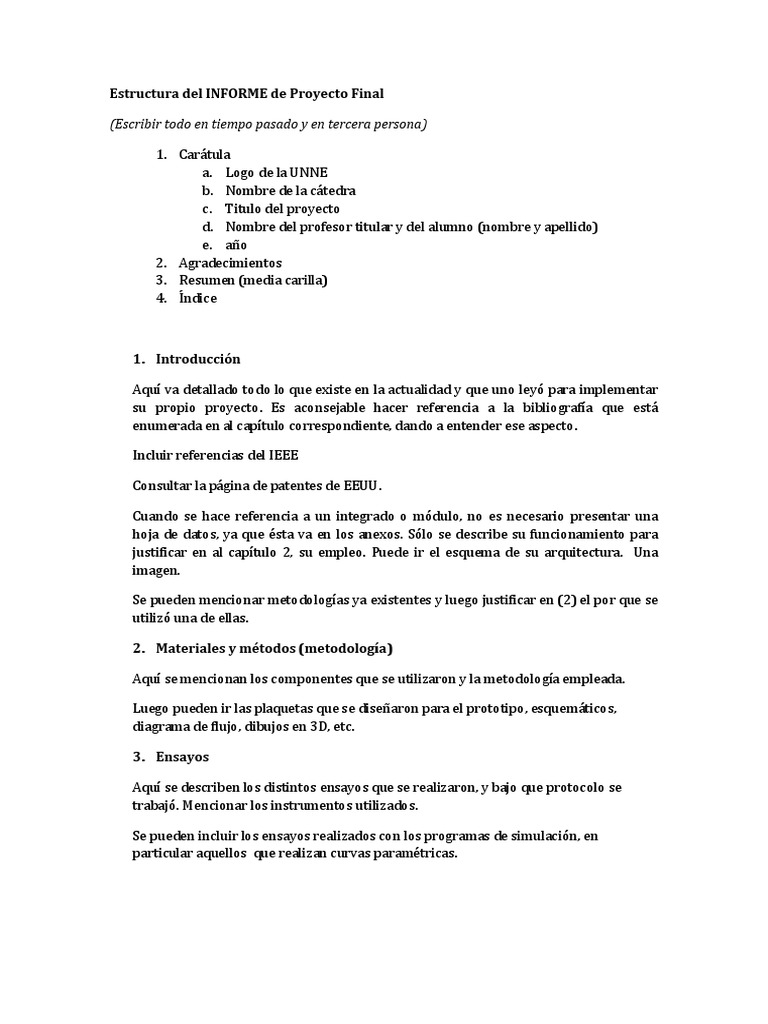 Estructura Del INFORME de Proyecto Final | PDF