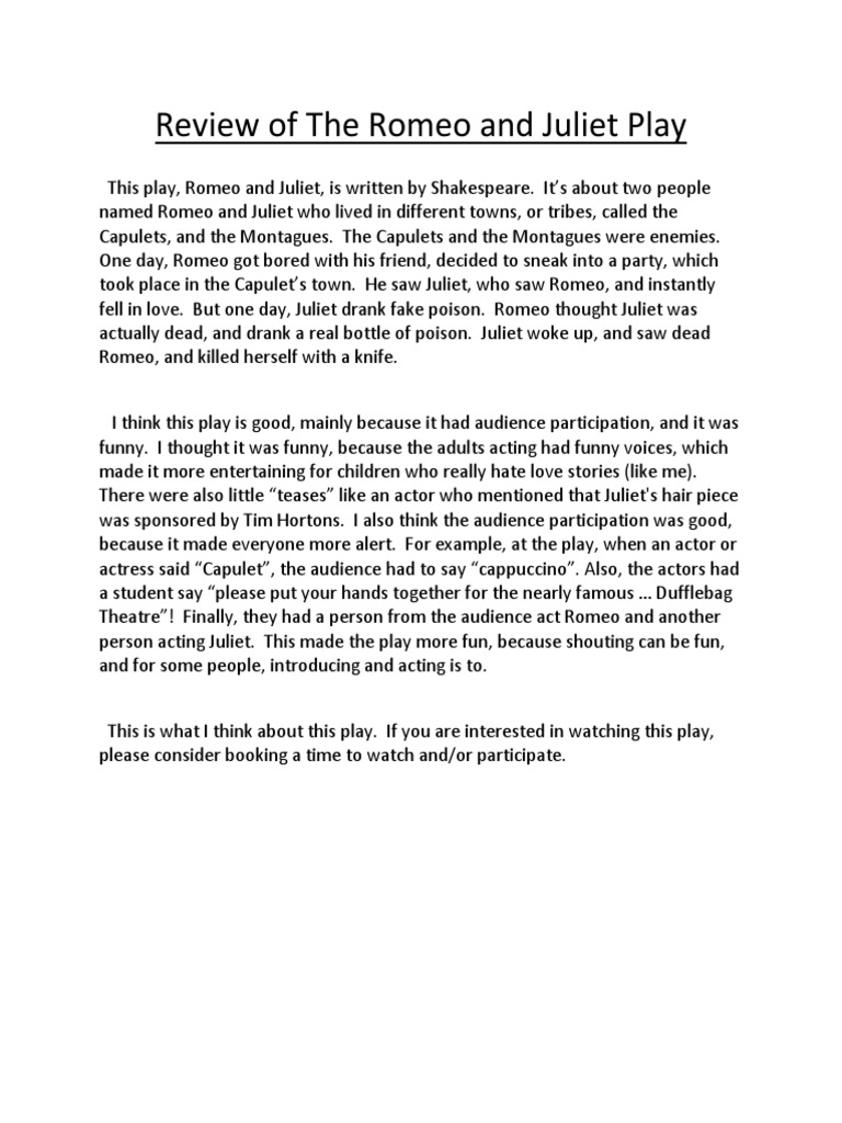 Romeo Juliet Review PDF | PDF