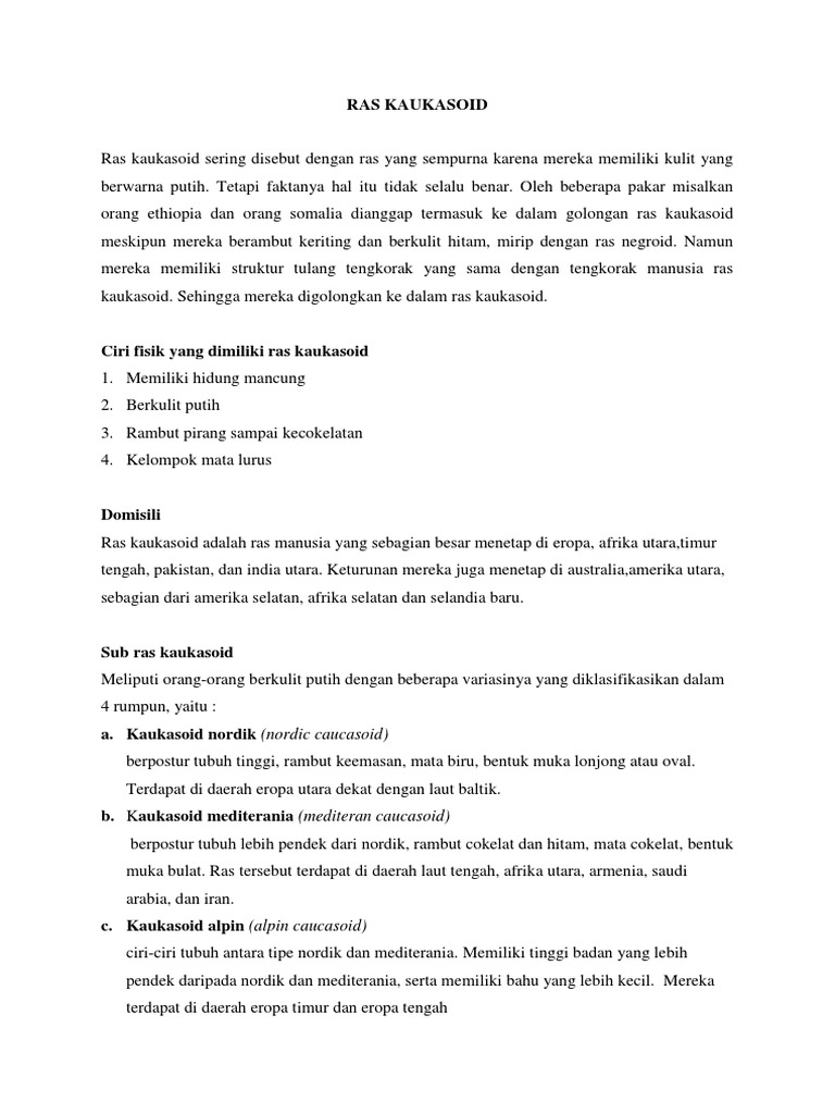 Ras Mongoloid Kaukasoid | PDF