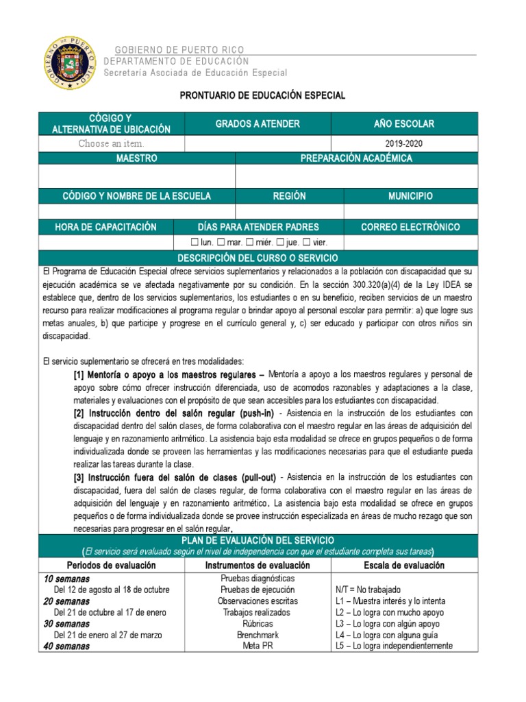 Prontuario Salón Recurso | PDF