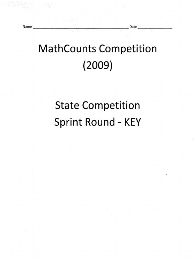 MathCounts-2009 Sprint (State) - KEY PDF | PDF