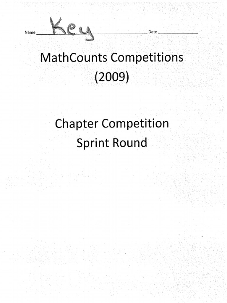 MathCounts-2009 Sprint Round (Chapter Competion) - KEY PDF | PDF