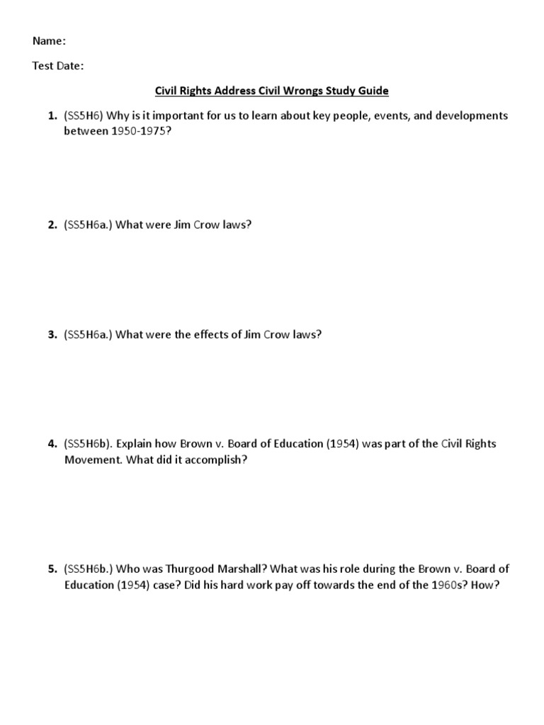 Civil Rights Study Guide | PDF