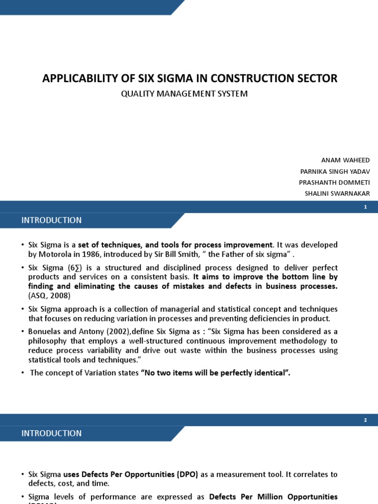 Six Sigma - Application | PDF