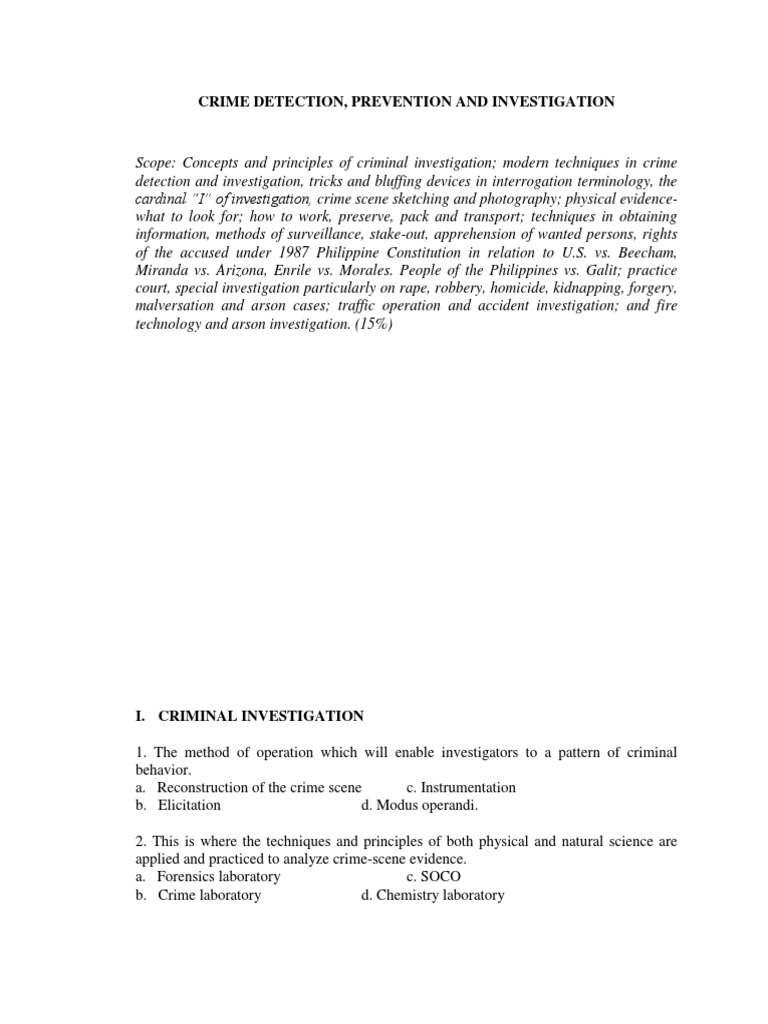 Crime Investigation Techniques Guide | PDF