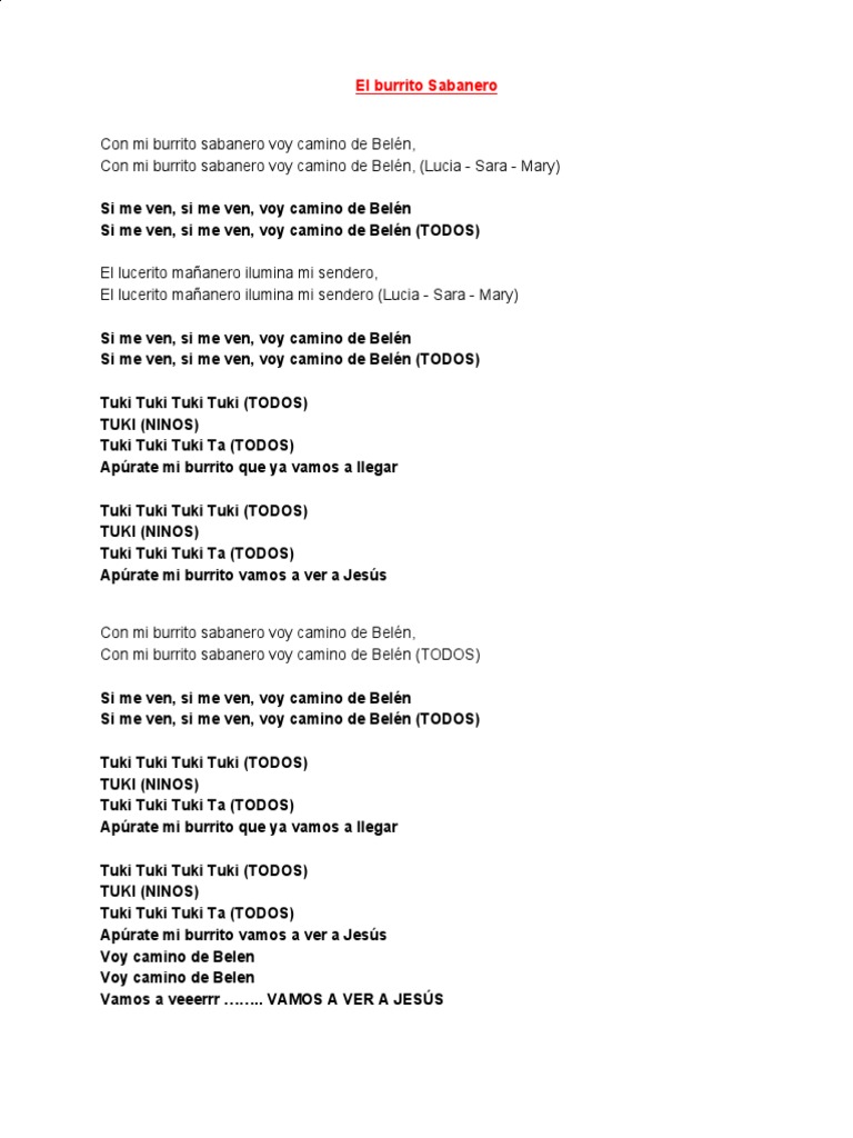 Letra de El Burrito Sabanero | PDF