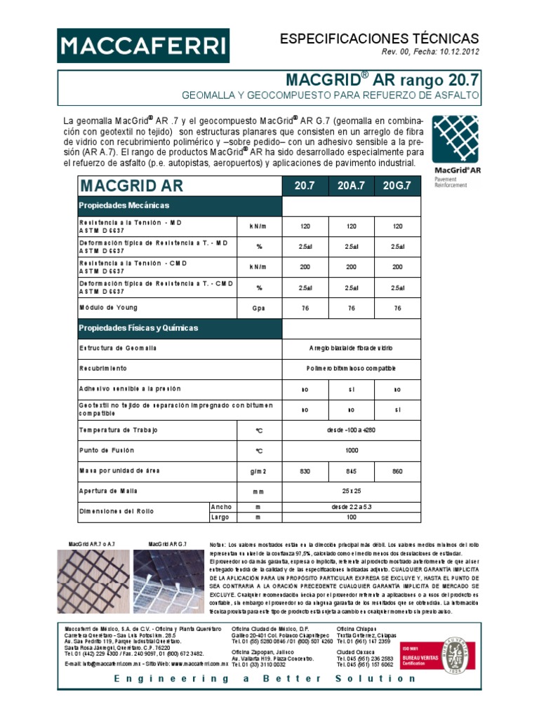 TDS MX Ficha Técnica Macgrid AR20.7 | PDF