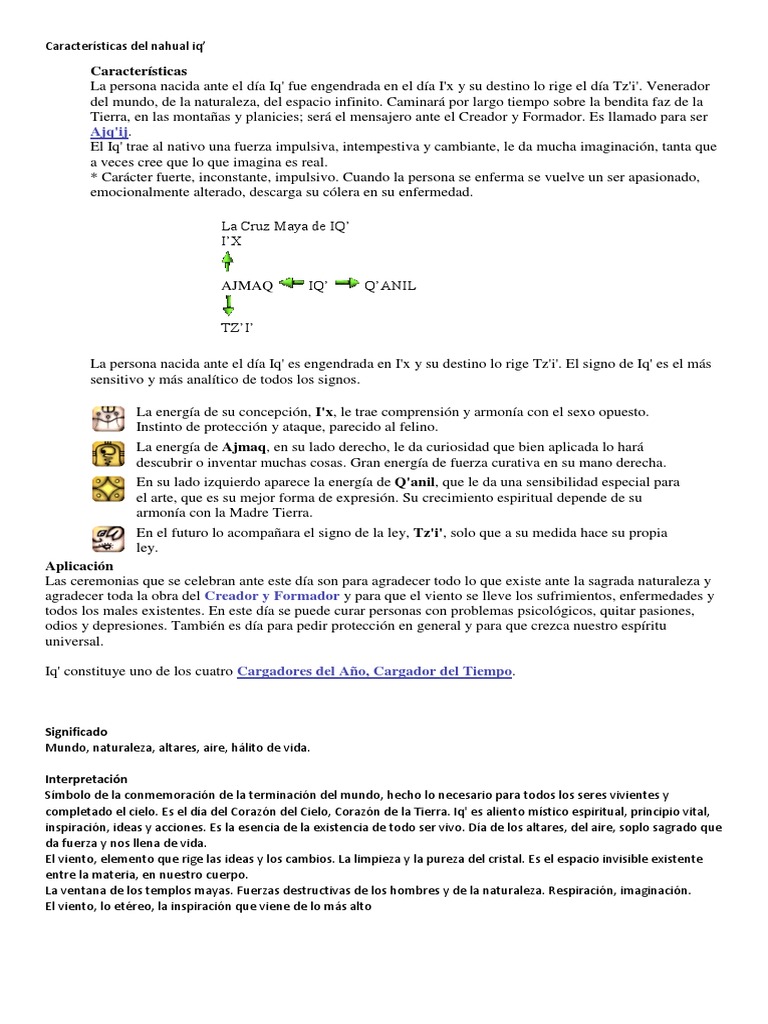 Características del Nahual Iq' | PDF