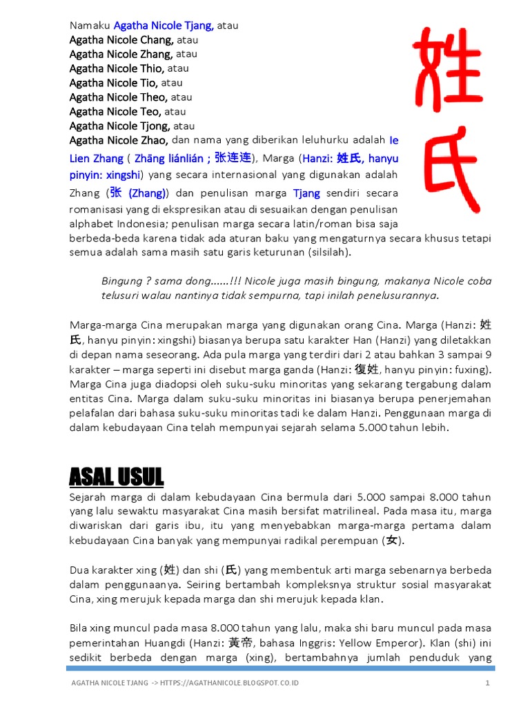 Nama Marga Keturunan Cina Di Indonesia Dan Dunia | PDF | Agama ...