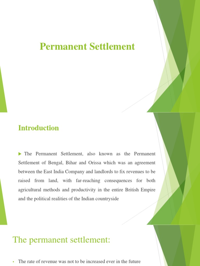 PERMANENT SETTLEMENT PowerPoint Presentation | PDF