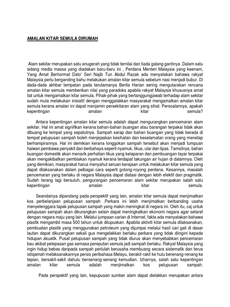 Amalan Kitar Semula Dirumah | PDF