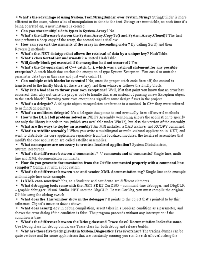 Exception A Catch Block That Catches The Exception Of Type System Exception You Can Also