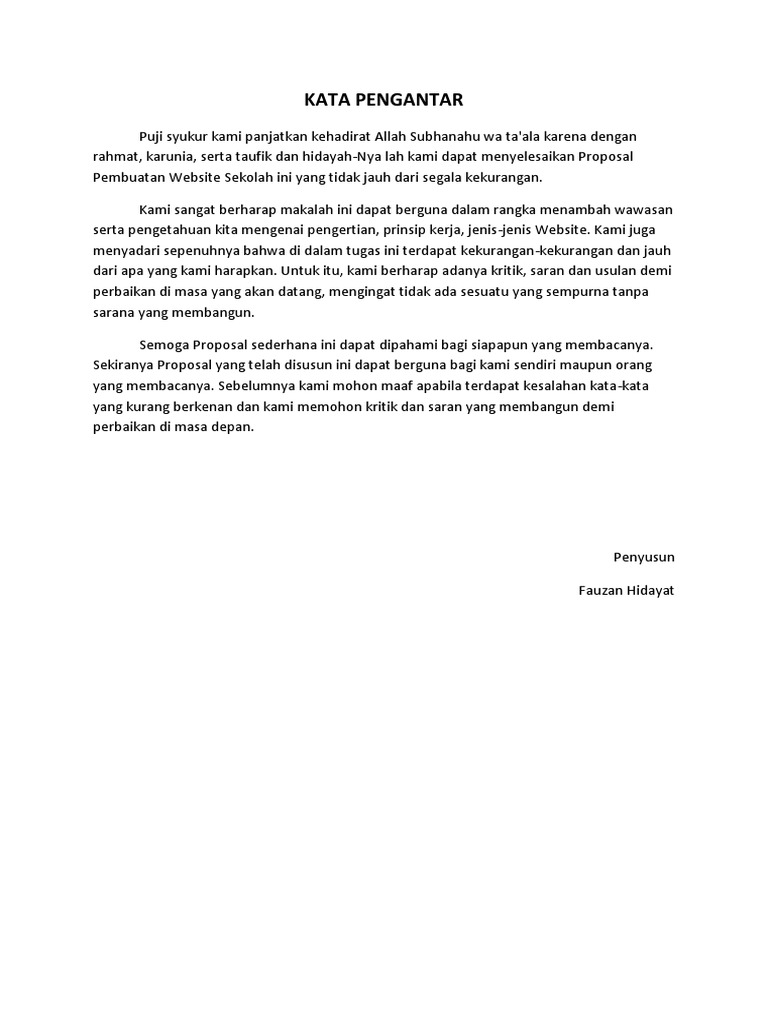 KATA PENGANTAR Proposal | PDF