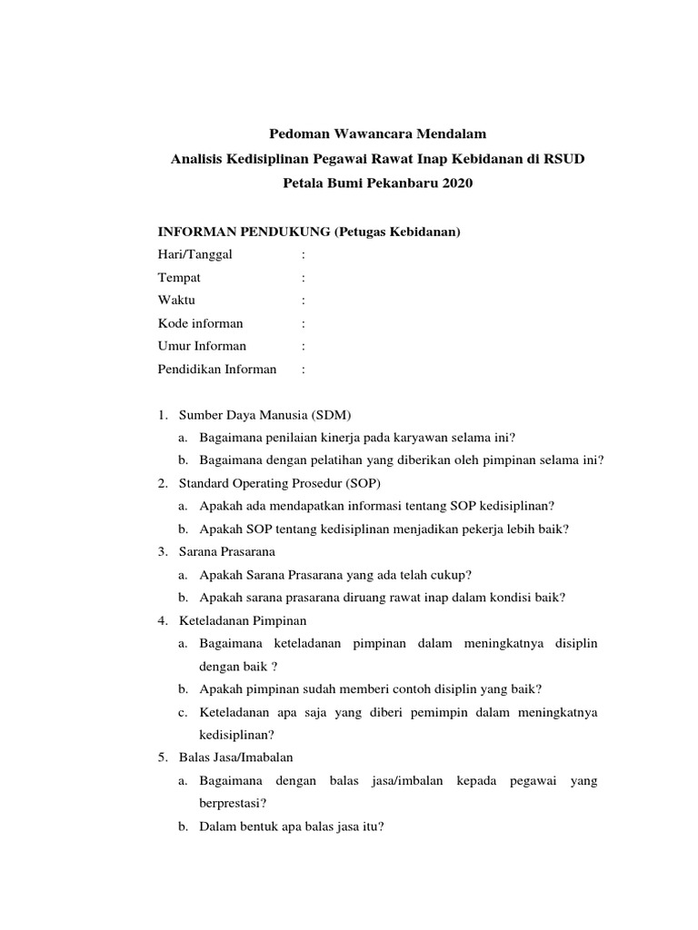 Pedoman Wawancara Mendalam | PDF