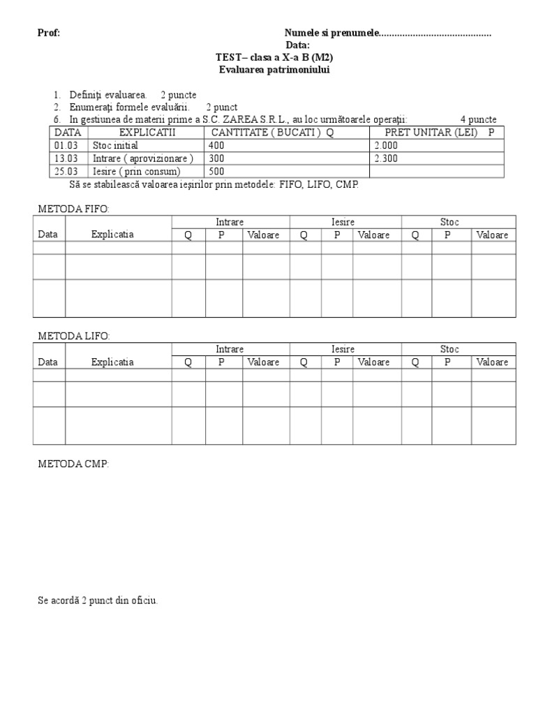 Test Fifo Lifo CMP | PDF