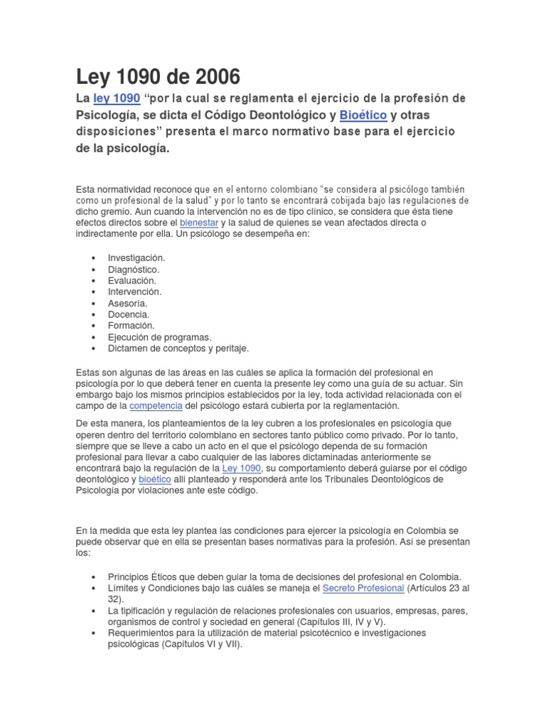 Ley 1090 de 2006 | PDF