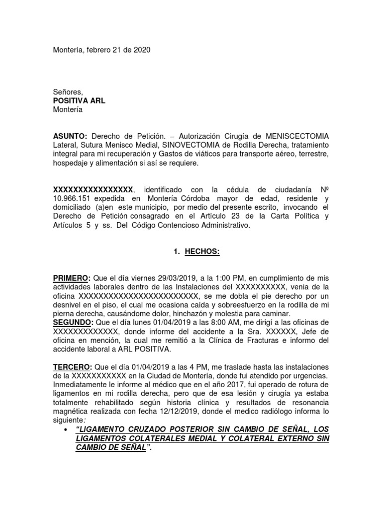 Derecho de Peticion Positiva Arl Roger - 1 | PDF