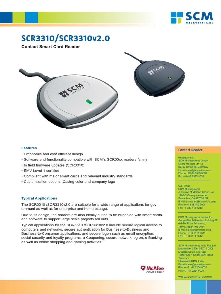 SCM SCR3310V2 Datasheet | PDF