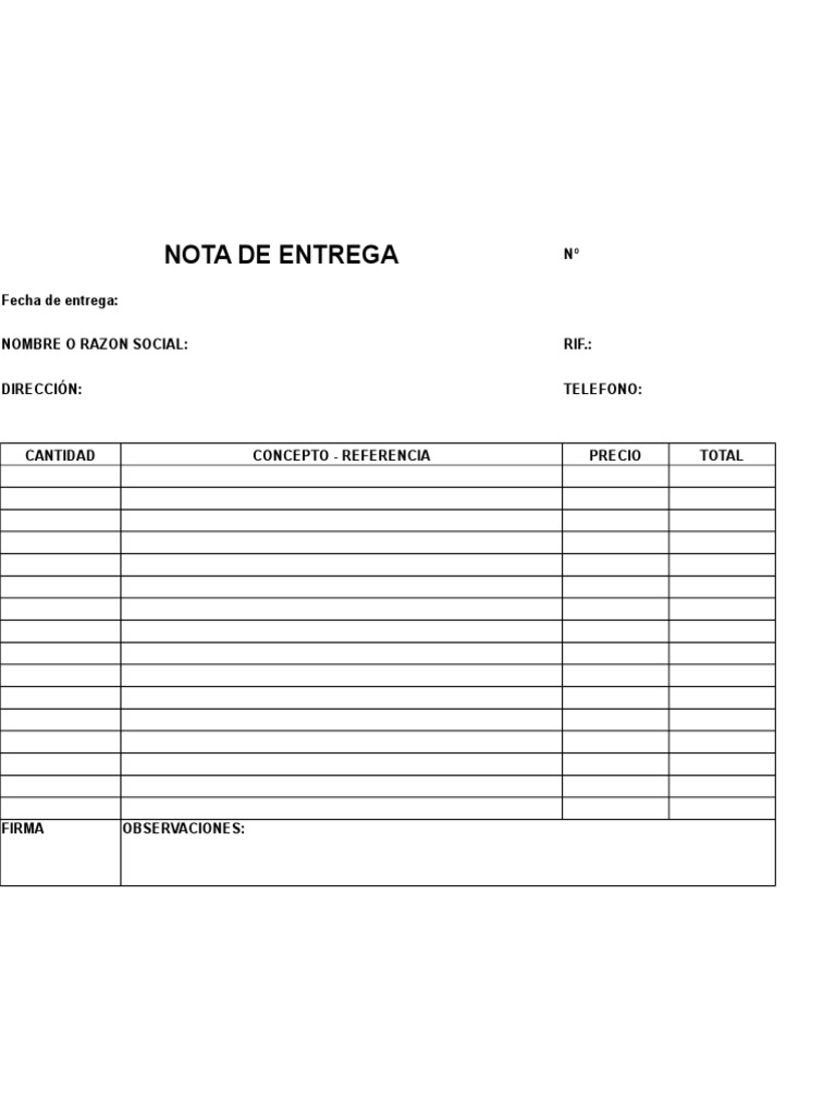 Modelo Nota de Entrega | PDF
