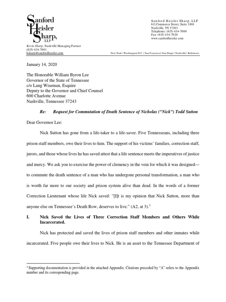 Nick Sutton Clemency Application | PDF