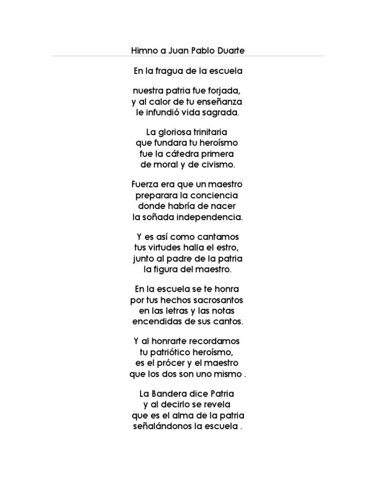 Himno a Juan Pablo Duarte: Letra y Significado | PDF