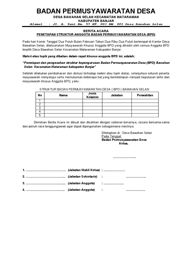 Berita Acara Pemilihan Ketua BPD | PDF