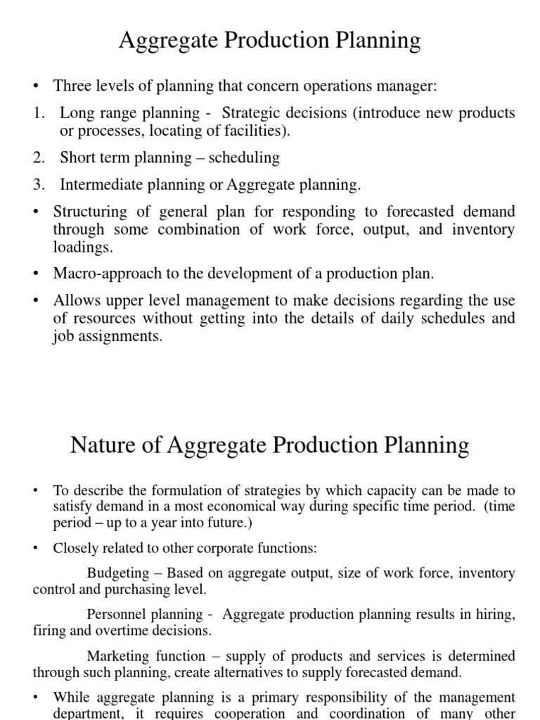 Aggregate Production Planning | PDF