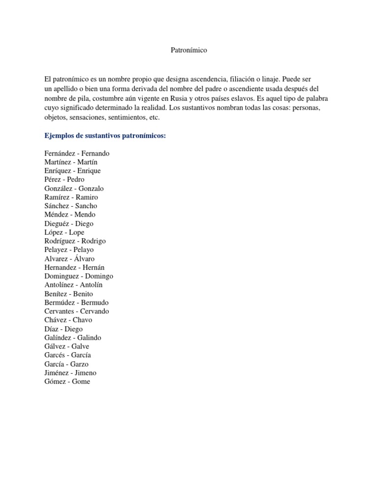 Patronímico | PDF