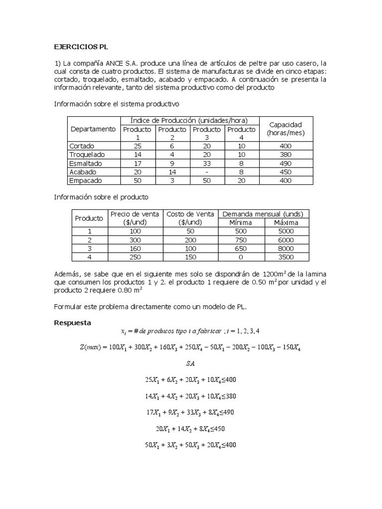 EJERCICIOS PL Resueltos-1 | PDF