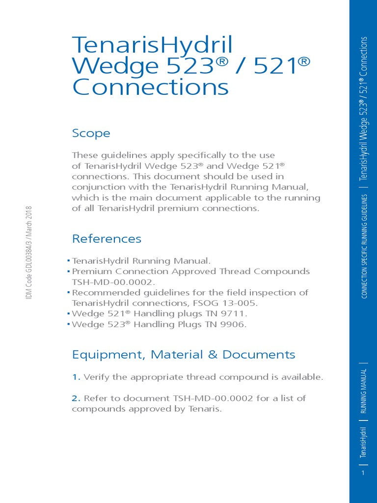 TenarisHydril Wedge523 521 Running Guidelines | PDF