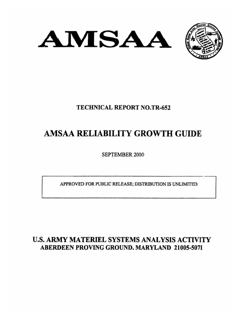 AMSAA TR 652 Part 1 | PDF
