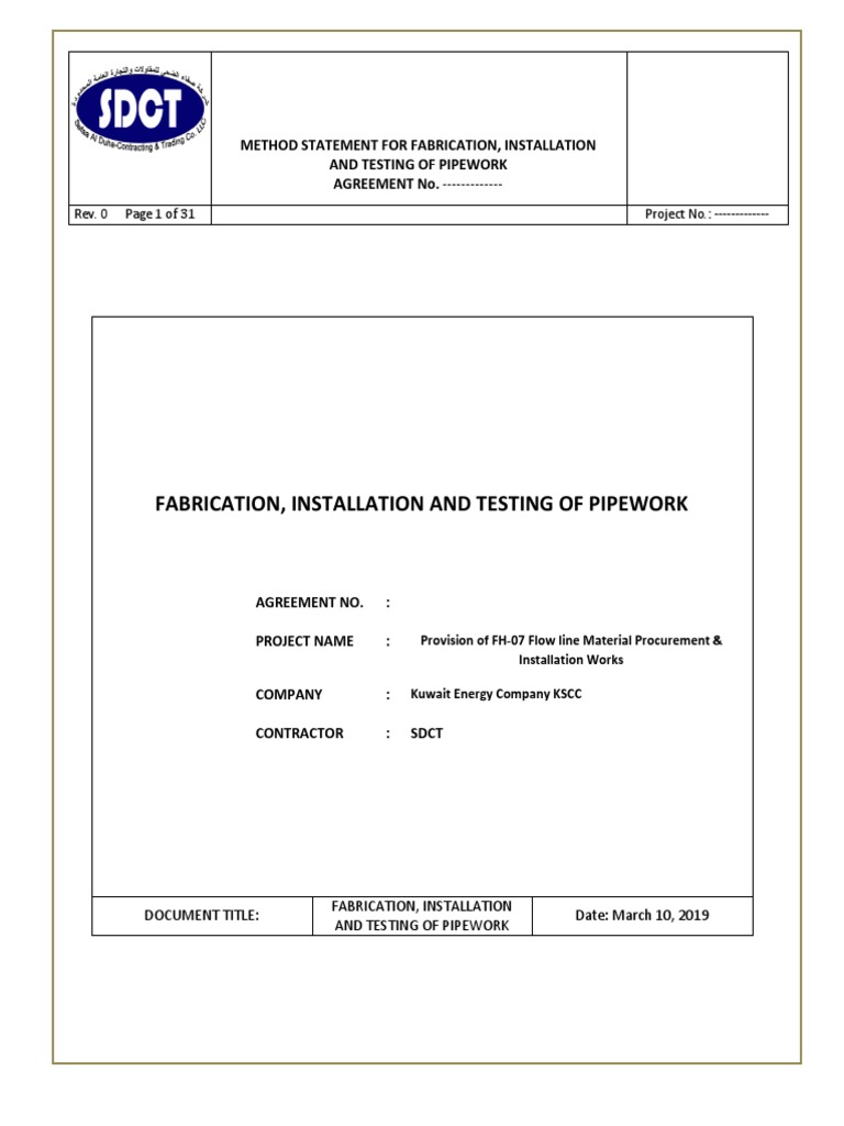 METHOD STATEMENT FOR WELDING