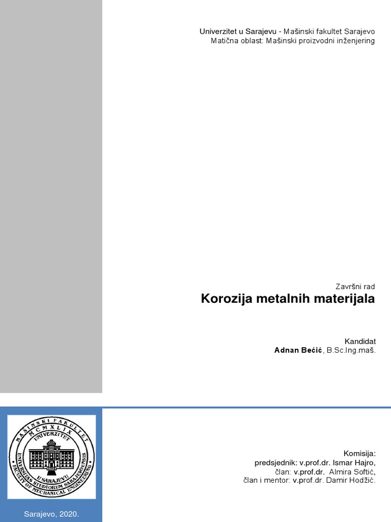 Korozija Metalnih Materijala | PDF