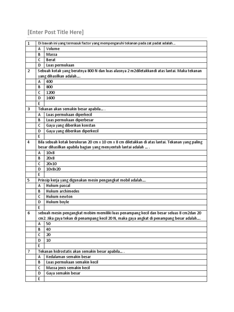 Template Soal IPA Kelas VIII Lia | PDF