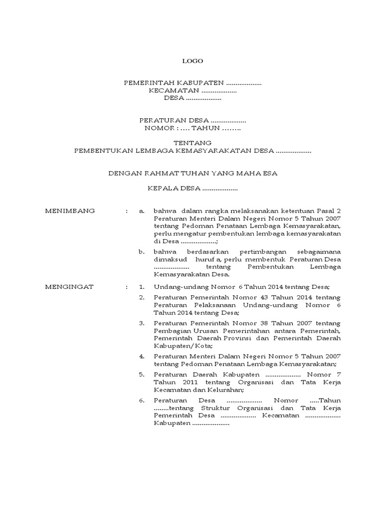 Contoh Perdes LKD | PDF | Politik