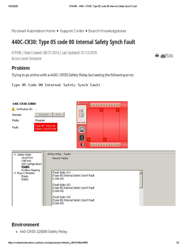 440C-CR30 - Type 05 Code 00 Internal Safety Synch Fault | PDF