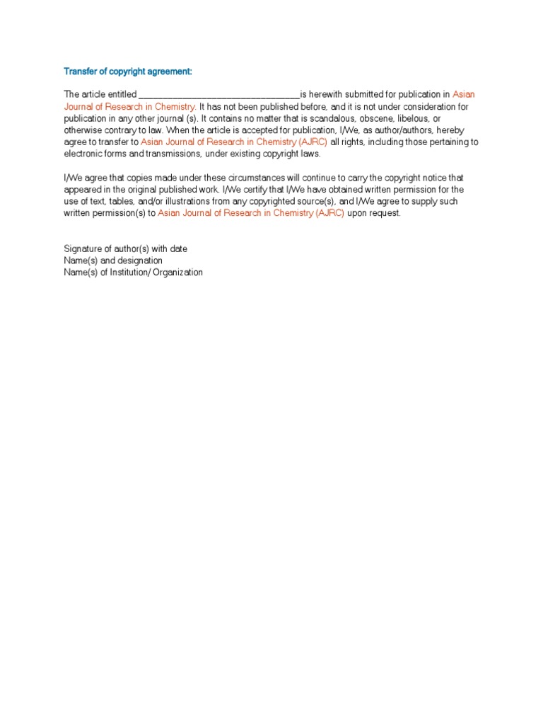 Transfer of Copyright Agreement | PDF | Science & Mathematics | Computers